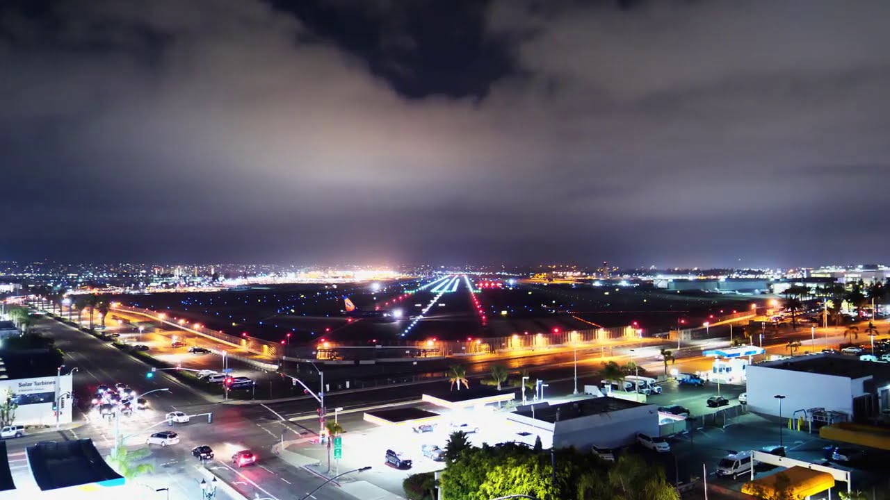 Night View of Beautiful Airport Runway - YouTube