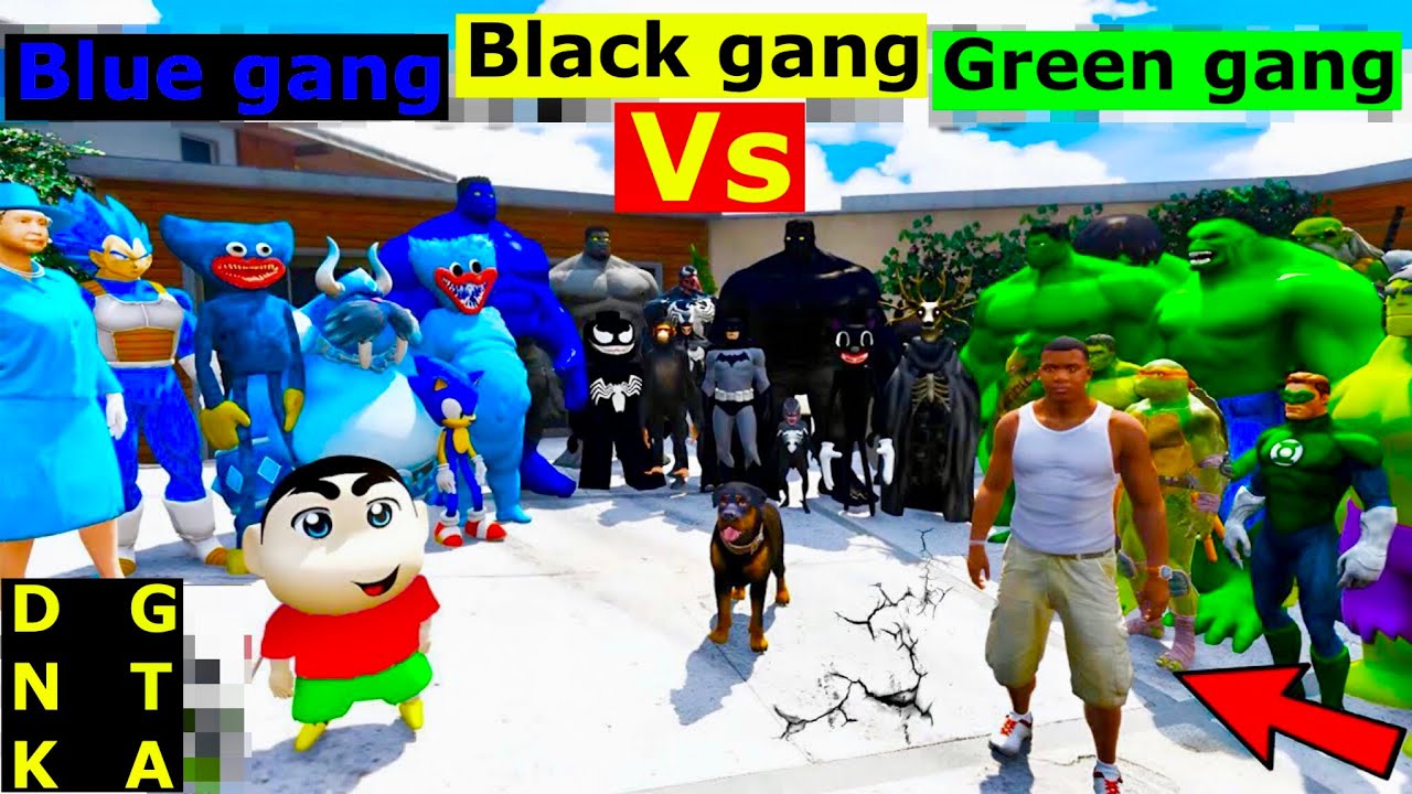 Franklin Green Gang Vs Blue Gang Vs Black Gang - YouTube