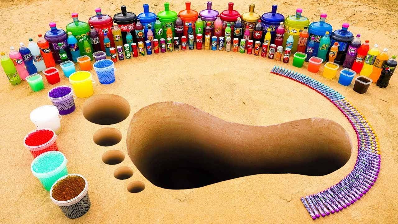 Giant Toothpaste Eruption from Foot pit, Big Fanta, Coca Cola, Sodas ...