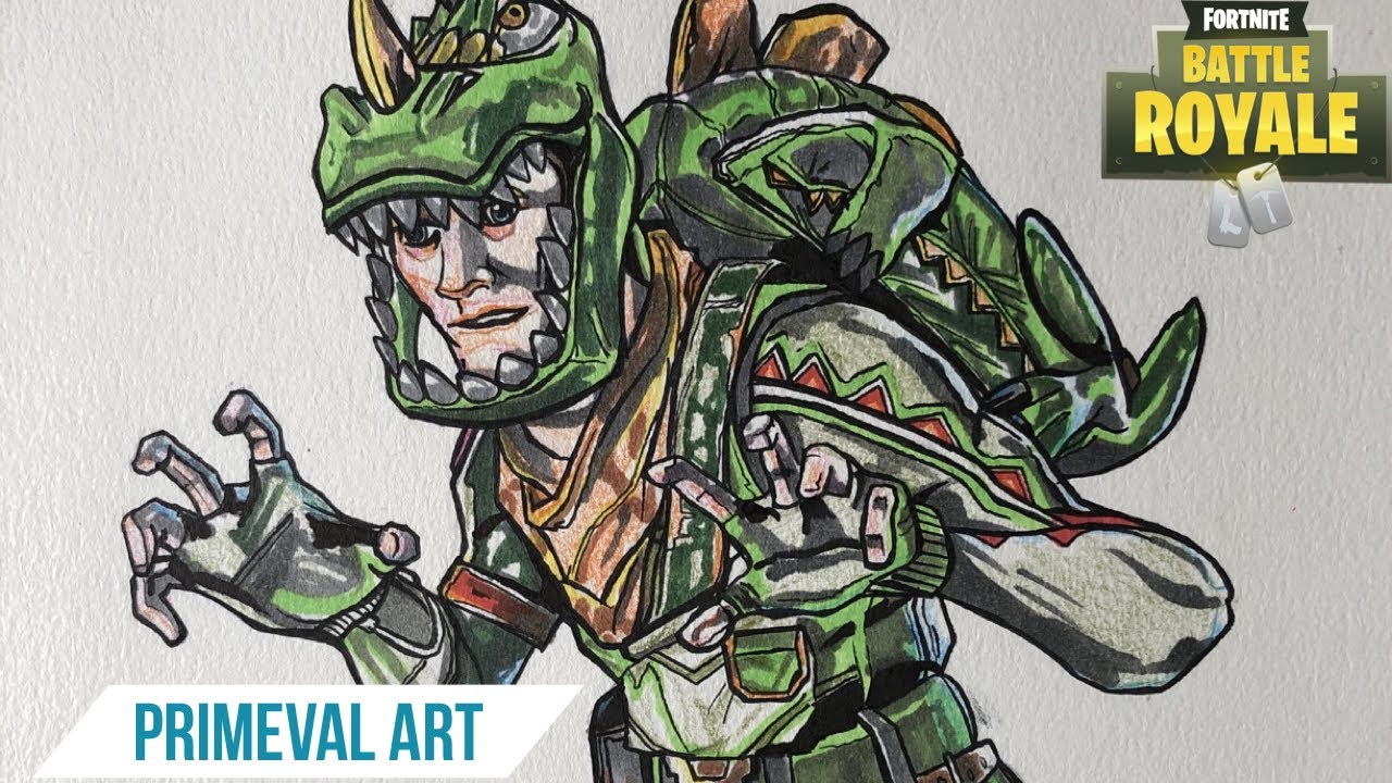 Drawing TFUE In A Dinosaur suit REX-Hyper Speed - YouTube
