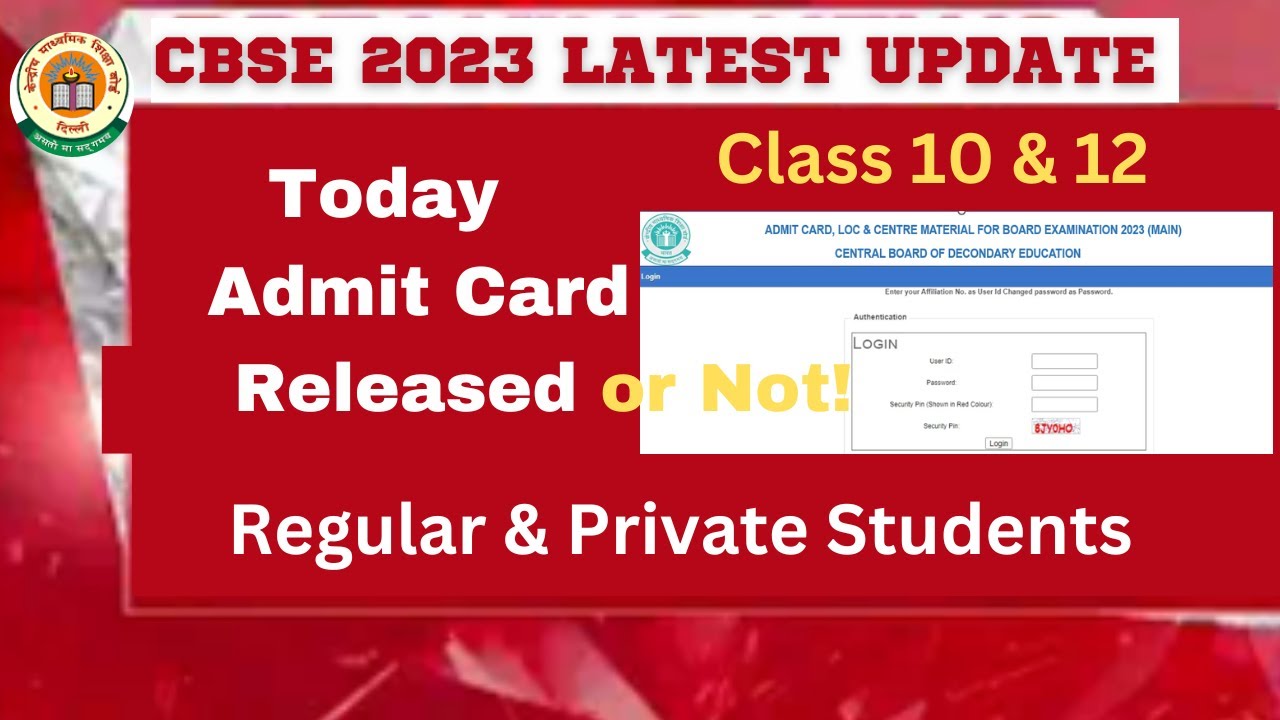 CBSE 2023 Exam Update | How to download Admit card class 10 & 12 ...