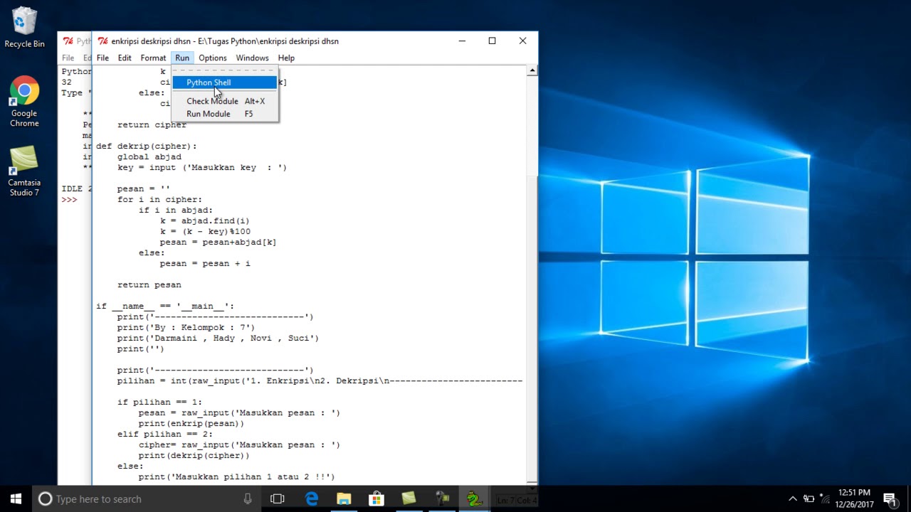 Enkripsi Dekripsi dengan Bahasa Pemrograman Python menggunakan Kriptografi Caesar Chiper - YouTube