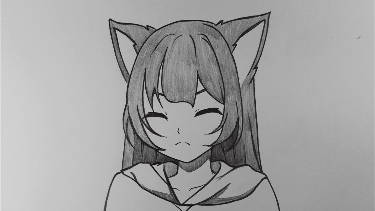 Cara menggambar anime cewek untuk pemula || Karakter kucing - YouTube