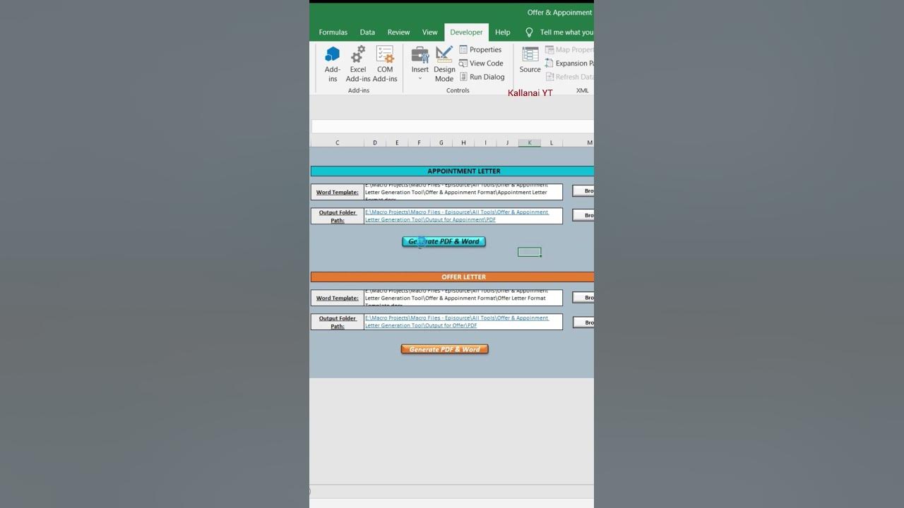 Dynamically Offer & Appointment letters generation tool in VBA | #shorts | #kallanaiyt - YouTube