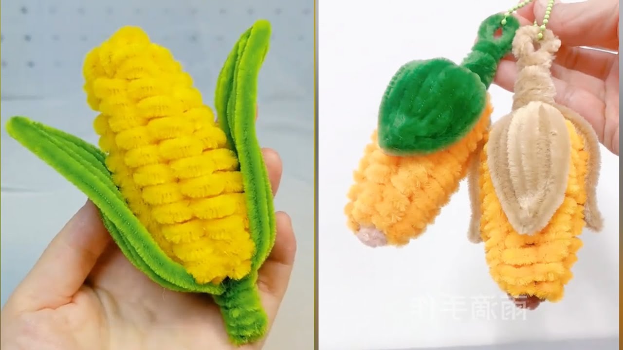 how make corn with pipe cleaner 🌽 Make a Cute Corn Decoration with Pipe ...