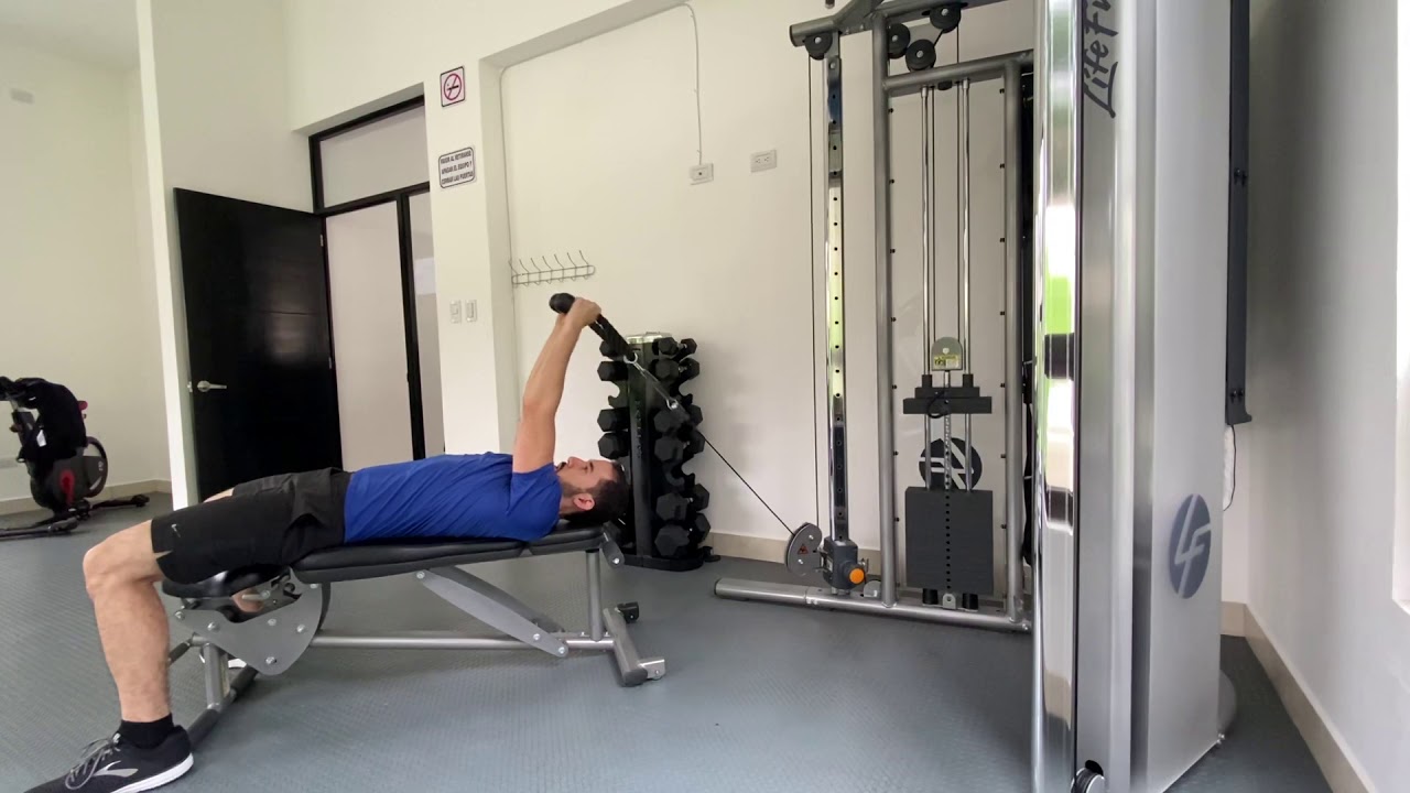 Cable rope tricep skullcrushers - YouTube