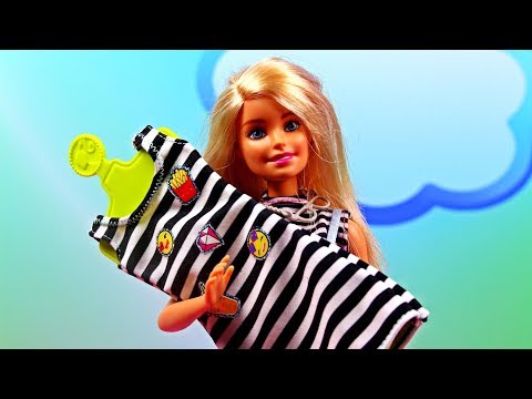 Barbie Modne naklejki • Ubrania w stylu Emoji DIY • Zrób to sama • Emotki Film • Kreatywne zabawki