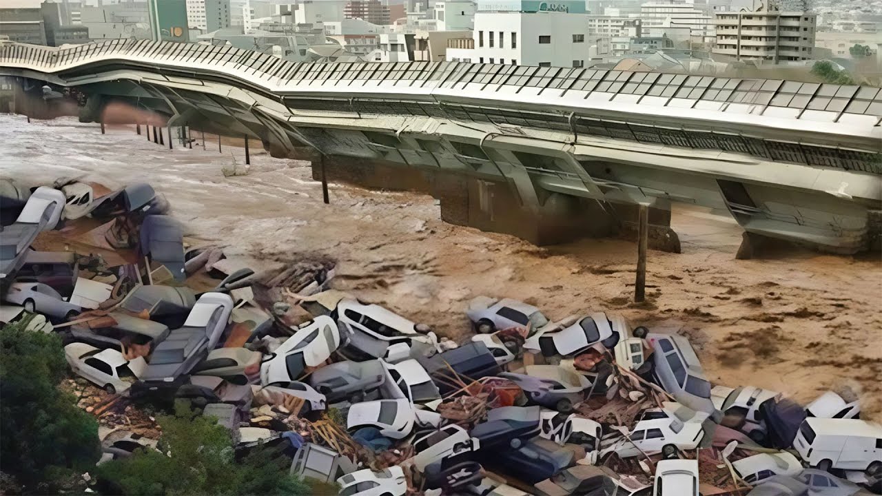 Flash flood chaos in Cadaques..!! Devours hundreds of cars - YouTube