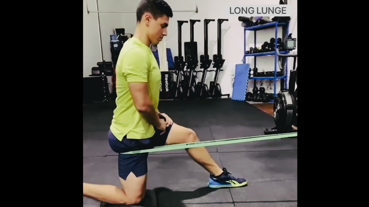 HIP FLEXOR AND HAMSTRING DYNAMIC STRETCH WITH BANDED DISTRACTION - YouTube