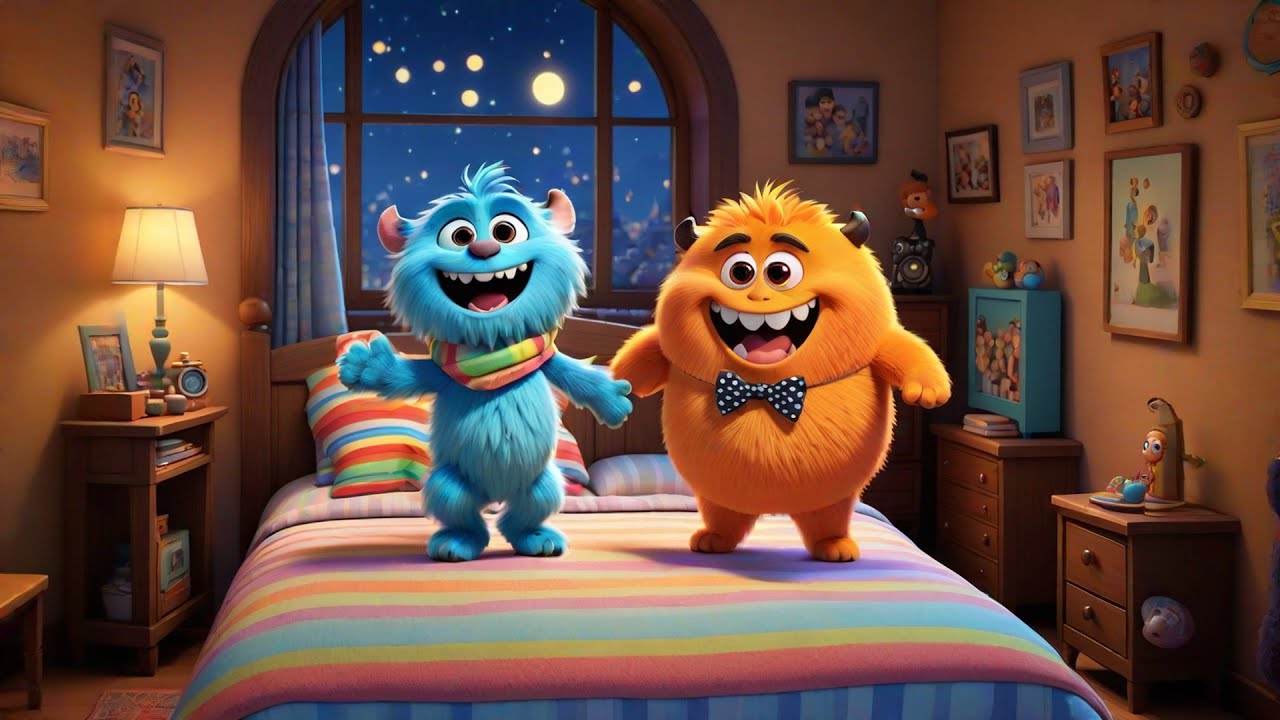 Ten Little Monsters Jumping on the Bed | Funny Monster Song for Kids ...