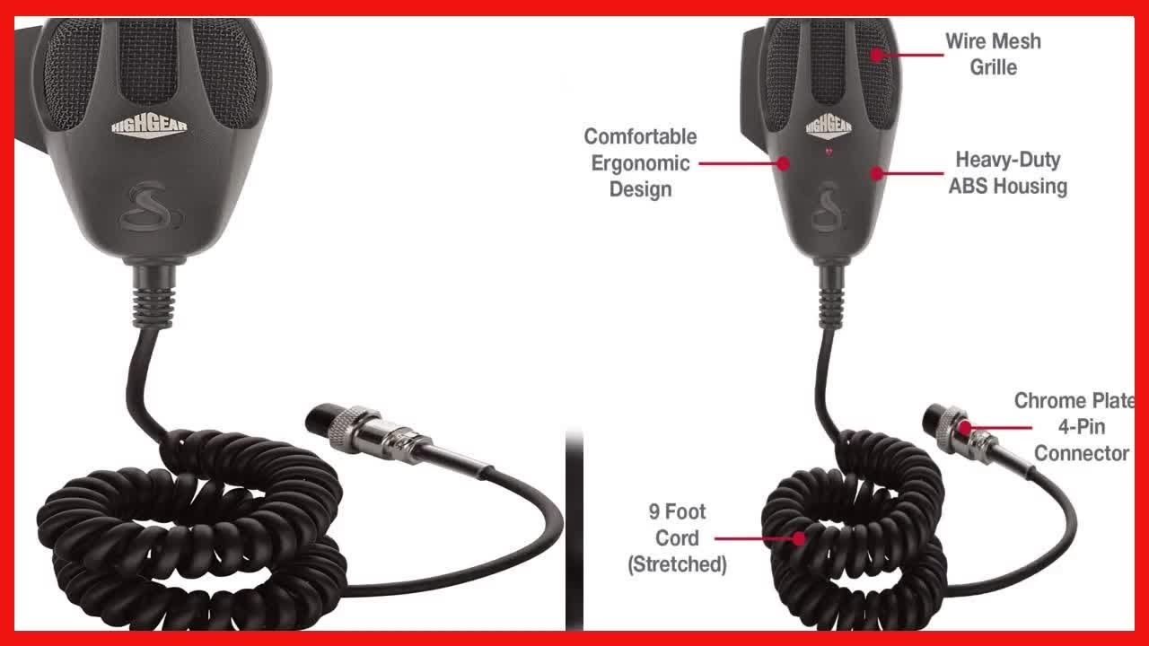 Cobra HG M73 Premium Dynamic Replacement CB Microphone (Black) – 4 Pin ...