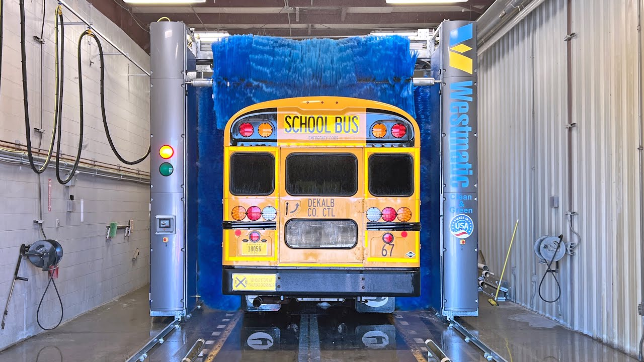 Westmatic 3 Brush Automatic School Bus Wash Bay - YouTube