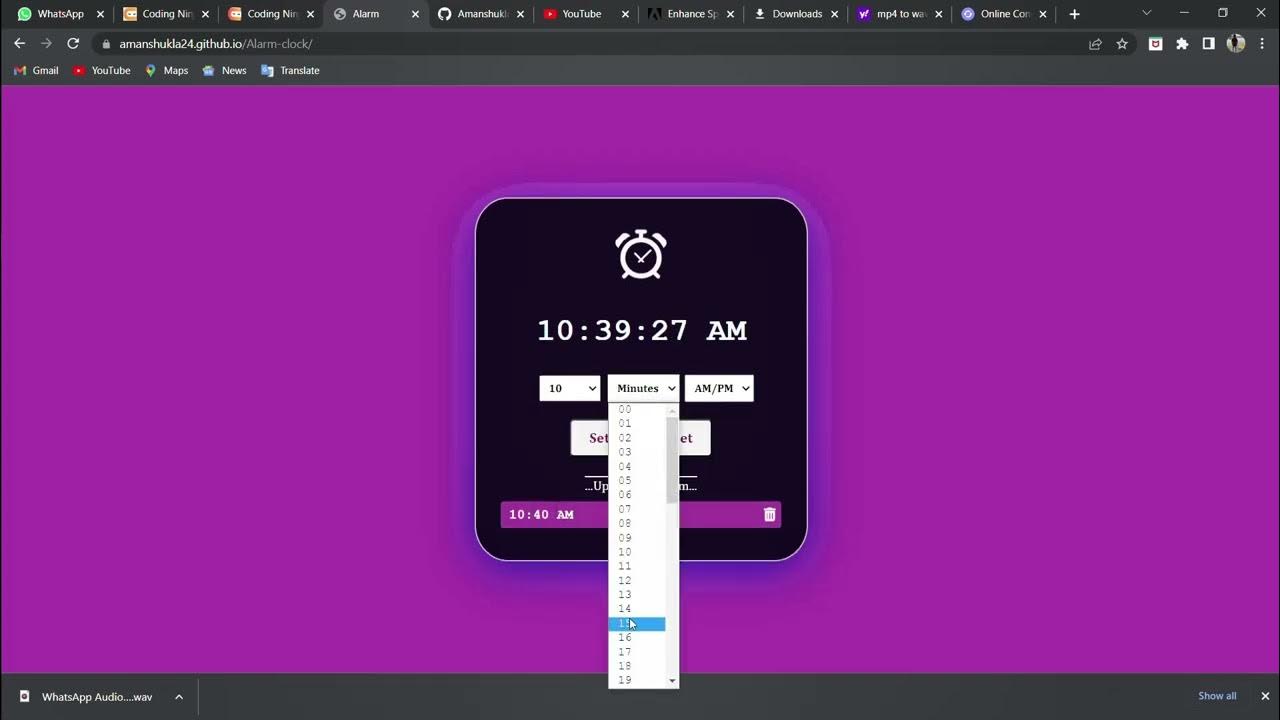 Alarm Clock Project Using Html Css Ans Vanilla Javascript Youtube