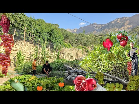 🔥 Real Nomadic Life in Iran | Summer Fruit Harvest & Fresh Vegetables in the Zagros Mountains 🏔️🌿