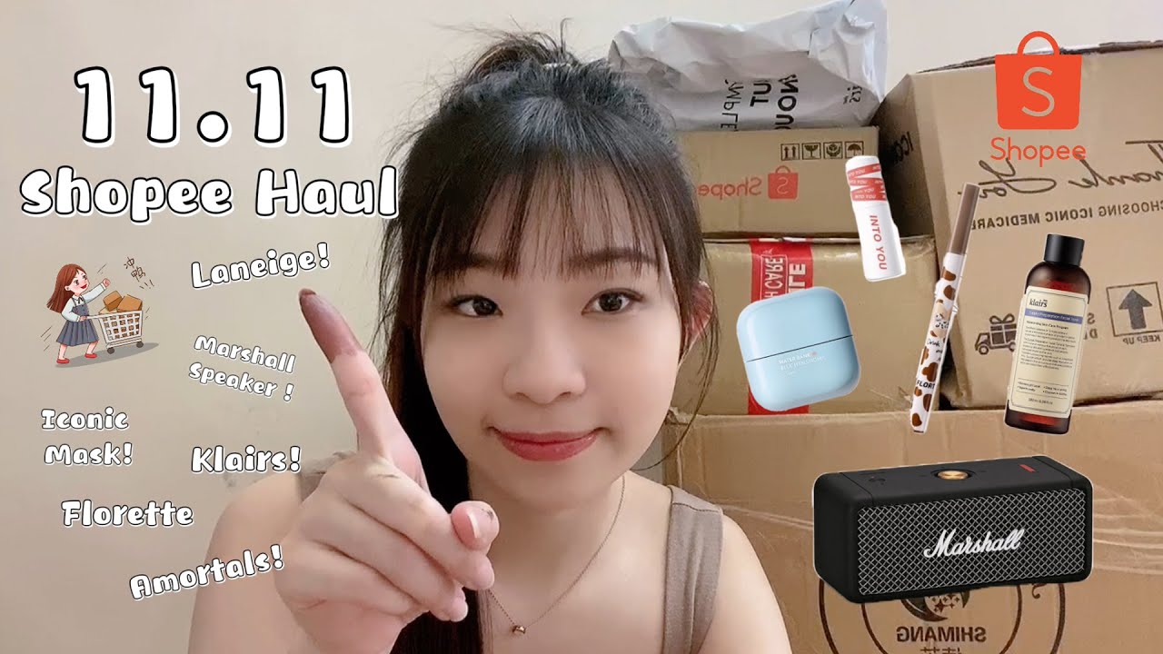 【SHOPEE HAUL】#17 | 11.11 Shopee Unboxing 虾皮开箱！护肤彩妆品，Marshall Speaker！ - YouTube