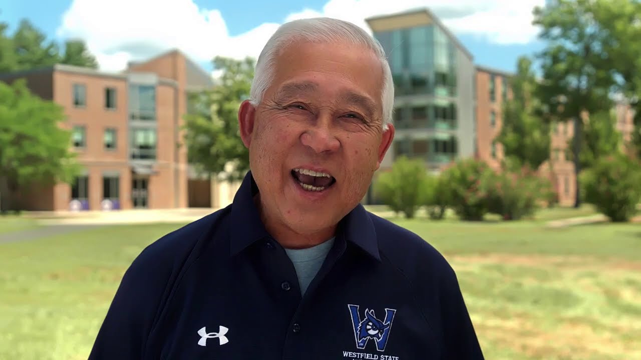 Westfield State University President Roy Saigo delivers a message to ...
