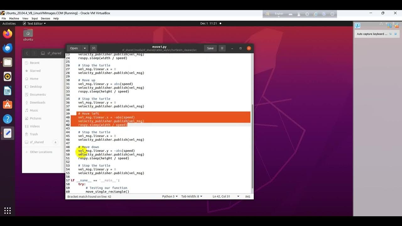 Create Rectangle with ROS package by controlling a turtle bot using python - YouTube