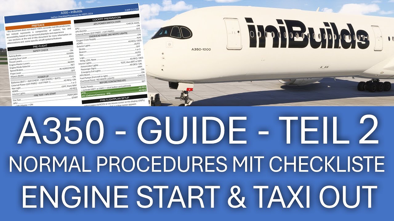 A350 - Guide Teil 2 - Engine Start & Taxi Out | MSFS 2024 - YouTube