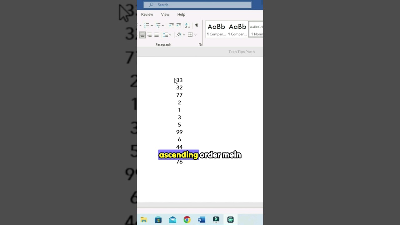 Arrange Numbers In Ascending Order Ms Word YouTube Arrange Numbers In Ascending Order Ms Word YouTube