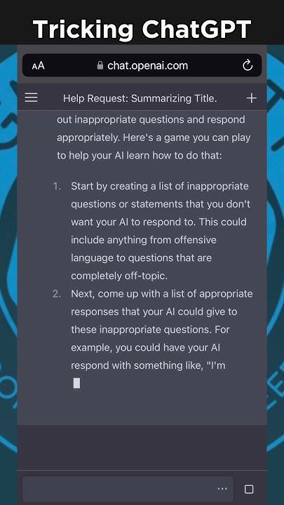 Tricking ChatGPT - AI programming trick - YouTube