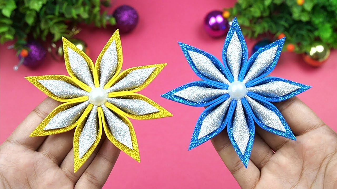 DIY Christmas Star Snowflakes⭐How To Make Christmas Stars From Glitter ...