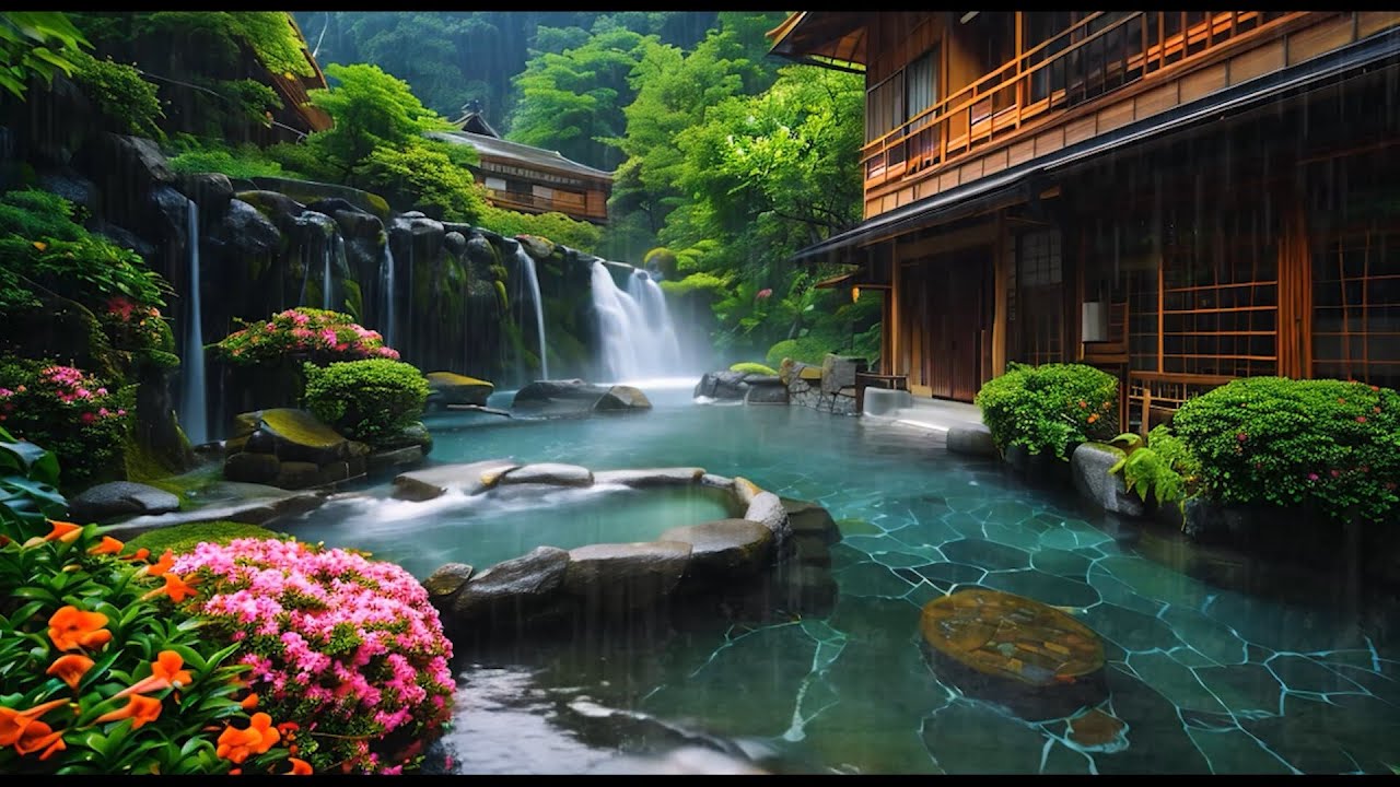 Serene Sanctuary: Japanese Garden with Rain Sounds and Piano Music for ...