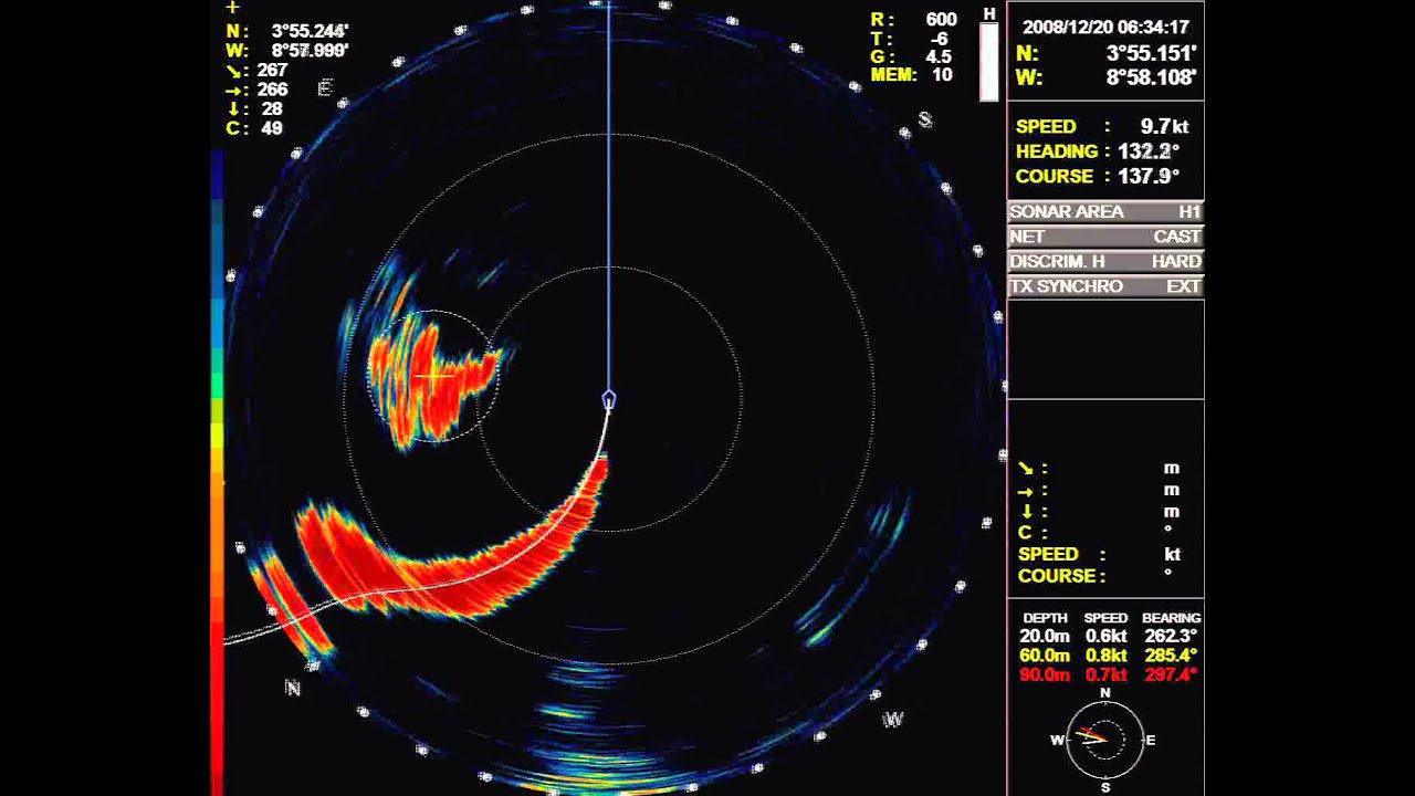 sonar KCS-3885 tuna trow net KAIJO SONIC - YouTube
