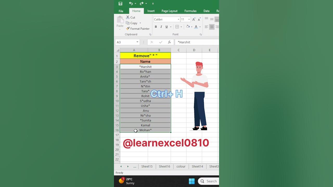 Remove Star(*) from data in MS Excel #excelforjob #excelhacks #exceltricks @LearnExcel0810 - YouTube