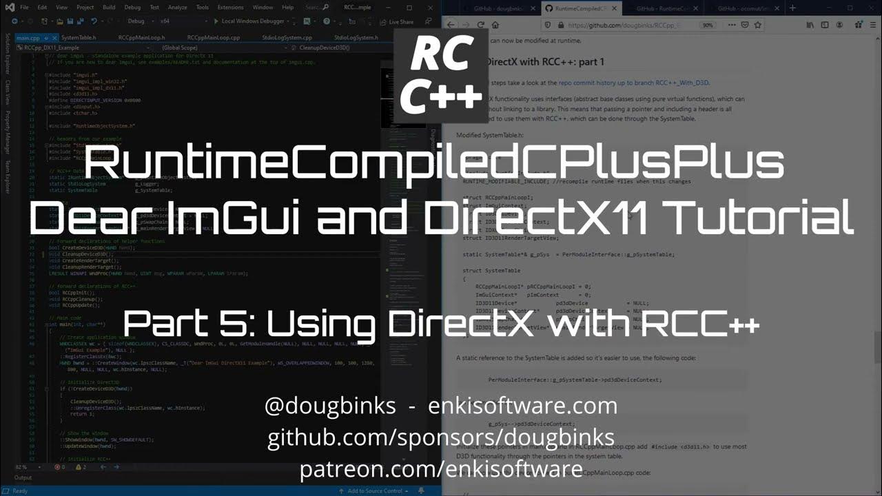 Runtime Compiled C++ - Dear ImGui and DirectX11 Tutorial 5: Using DirectX with RCC++ - YouTube