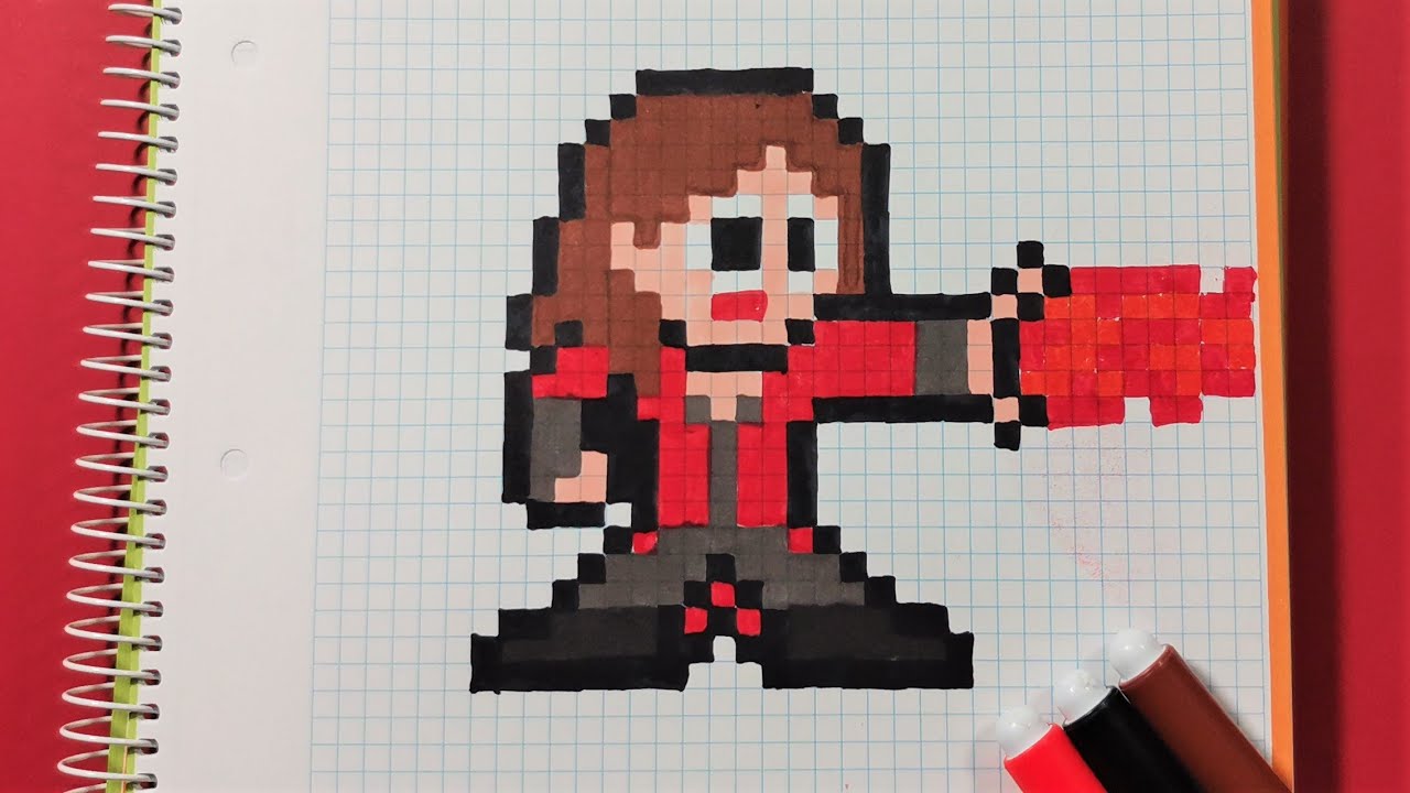 Como hacer a BRUJA ESCARLATA de LOS VENGADORES | Pixel Art - YouTube