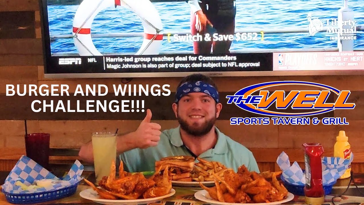 THE WELL BURGER AND WING CHALLENGE!!! - YouTube