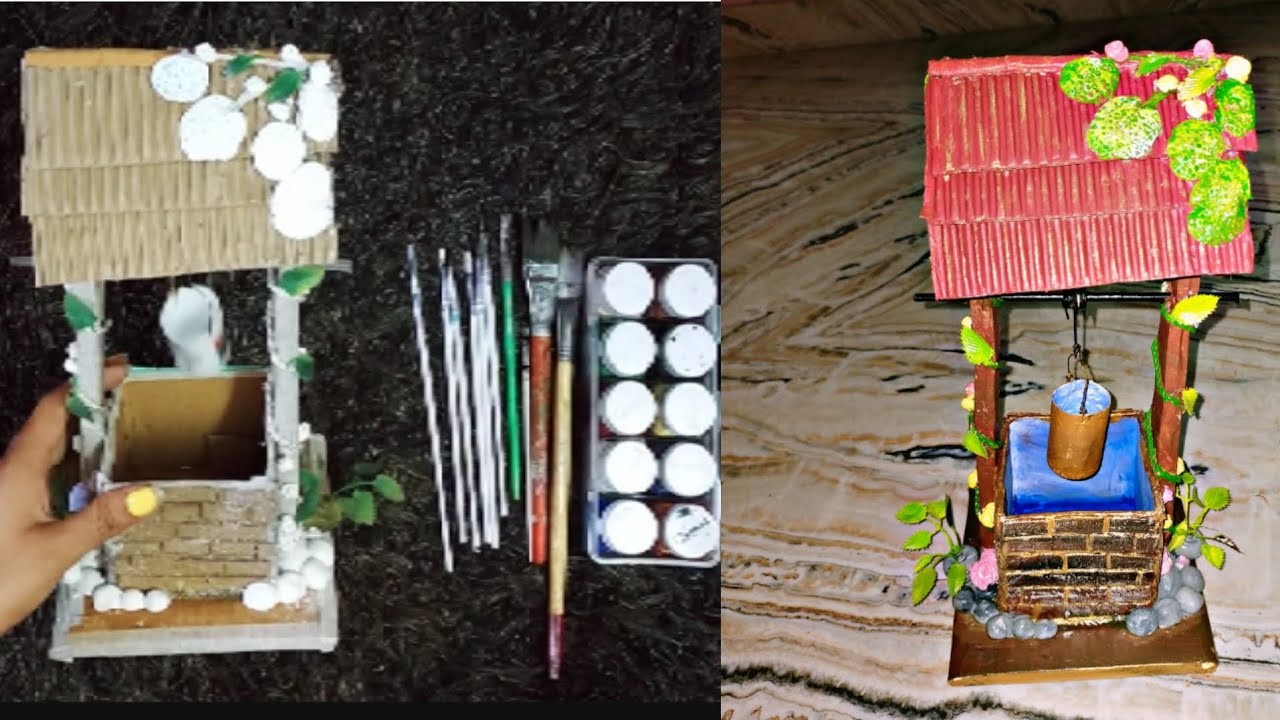 DIY Well Making Idea At Home/ Well craft/ How To Make Well/ Cardboard ...
