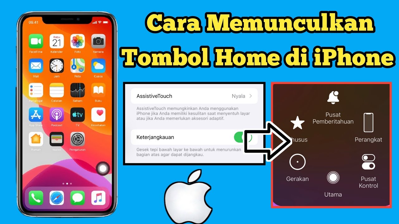 cara memunculkan tombol home di iPhone || mengaktifkan AssistiveTouch ...