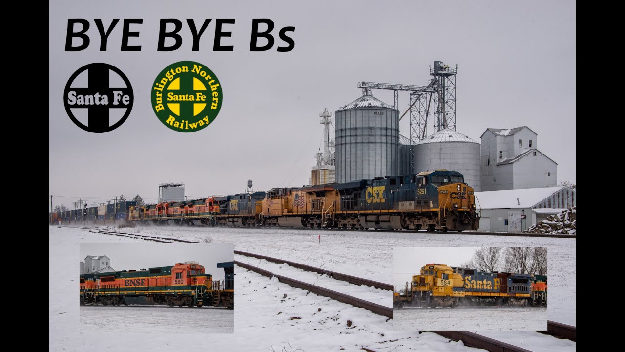 Bye-Bye Bs. Ex-BNSF B40-8s final ride on CSX M332. - YouTube