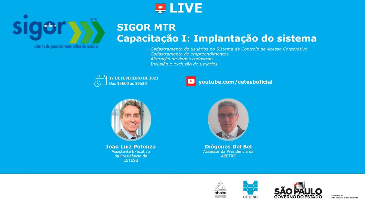 SIGOR - MTR - Capacitação 1: Implantação do Sistema - 17.02.2021 - YouTube