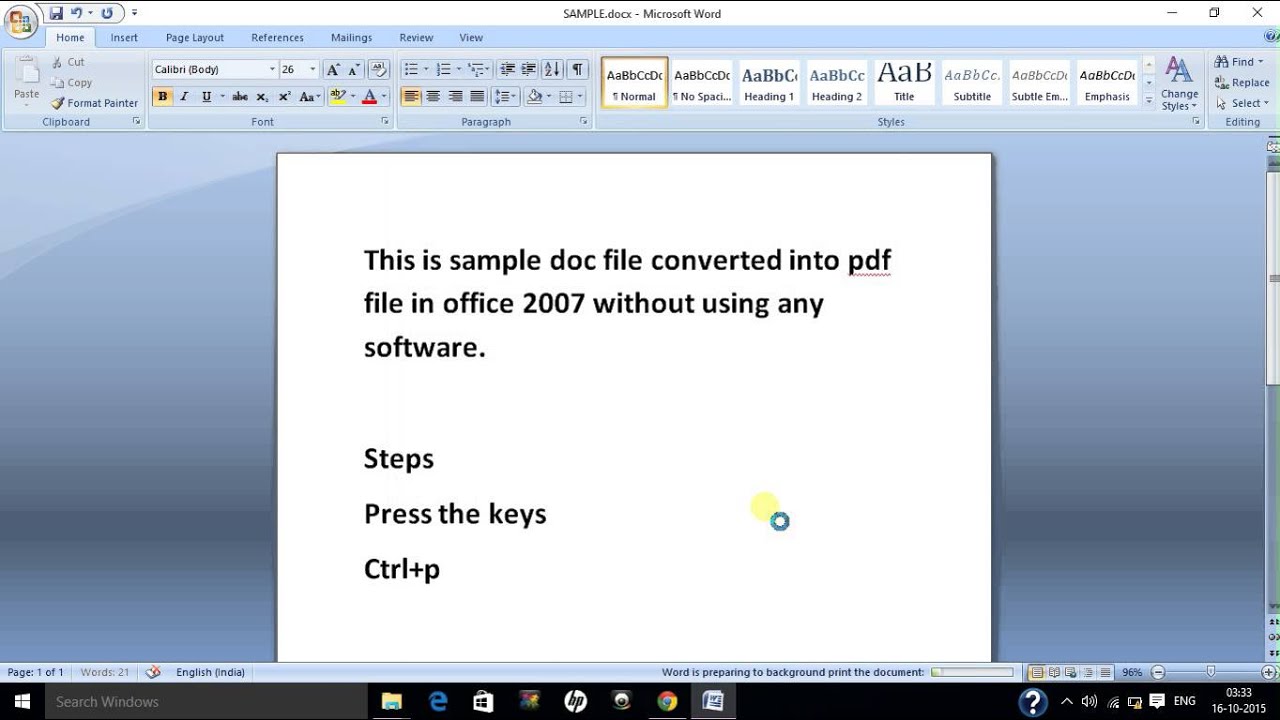 how to convert word file to pdf file in office 2007 - YouTube