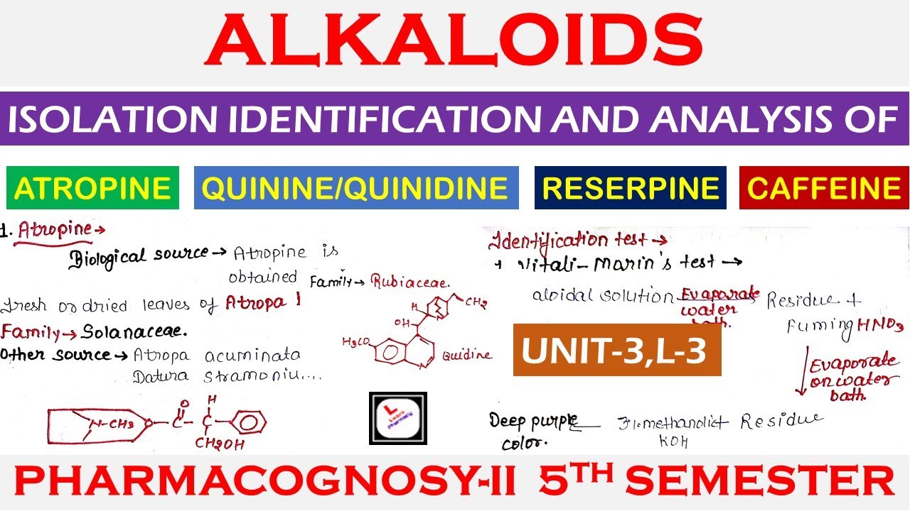 ALKALOIDS | ISOLATION IDENTIFICATION & ANALYSIS Of Quinidine Atropine ...