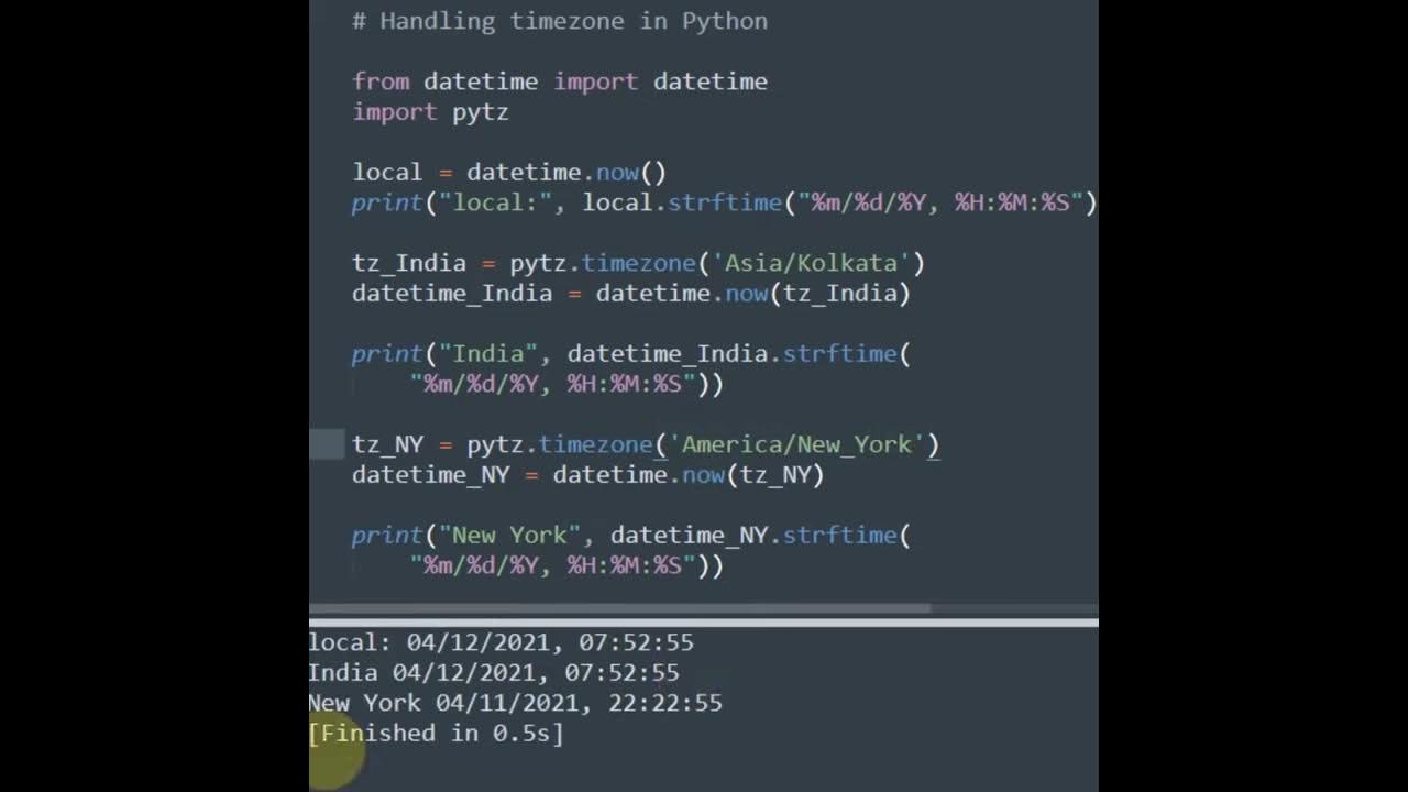 In Python Time Zone Can Be Handled By Dedicated Pytz Module Shorts Youtube