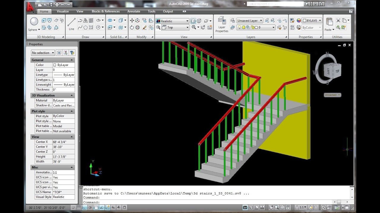 AutoCAD 3D || How to create 3D stairs - YouTube