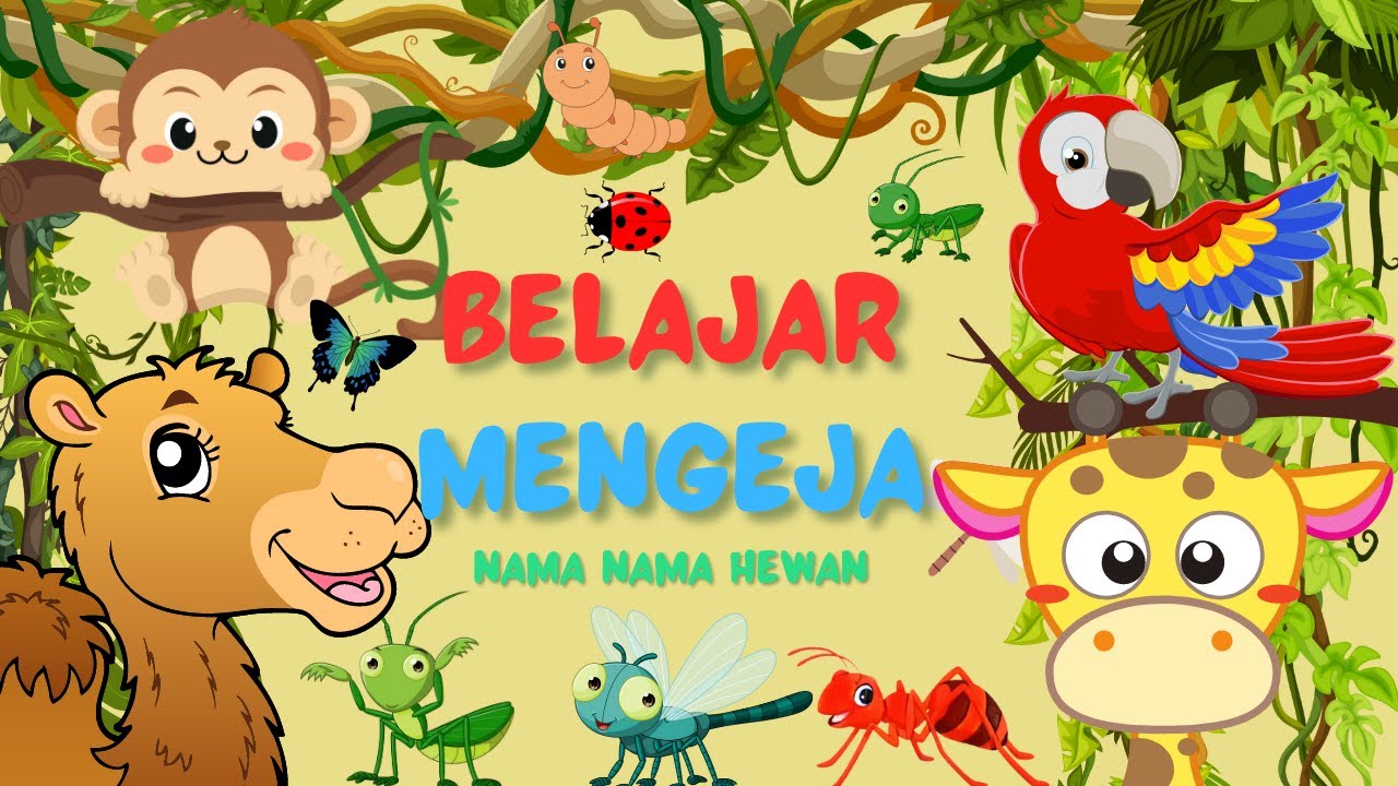 Belajar Mengeja Huruf Alfabet Nama Hewan Untuk Anak- Anak TK Bahasa ...