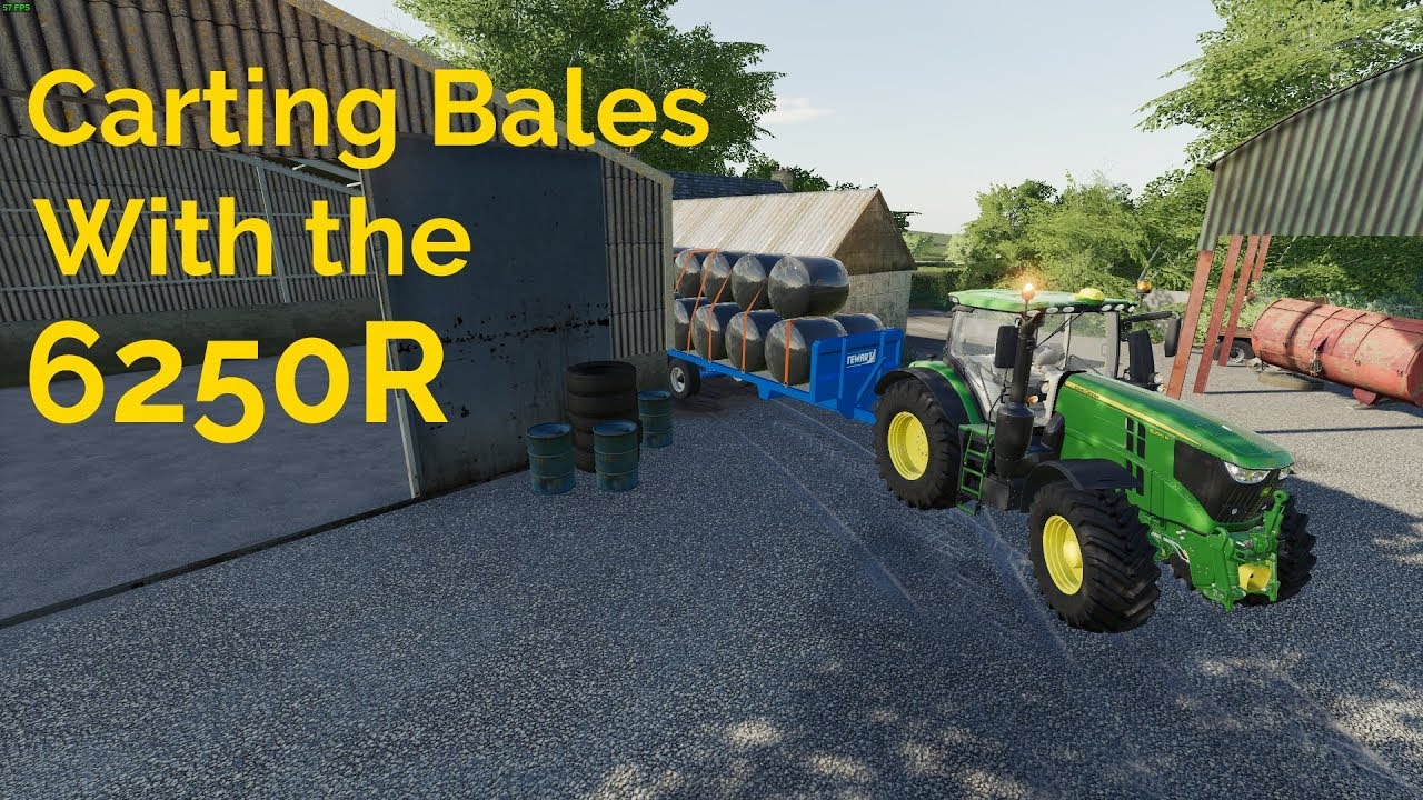 Carting Round Bales - FS19 (WIP map) - YouTube