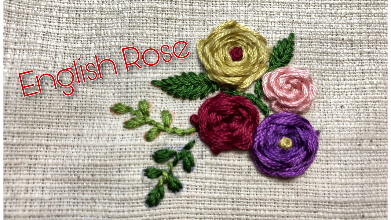 Diy Embroidery English Rose | stitch Rose | easy stitch | ลายปักกุหลาบ ...
