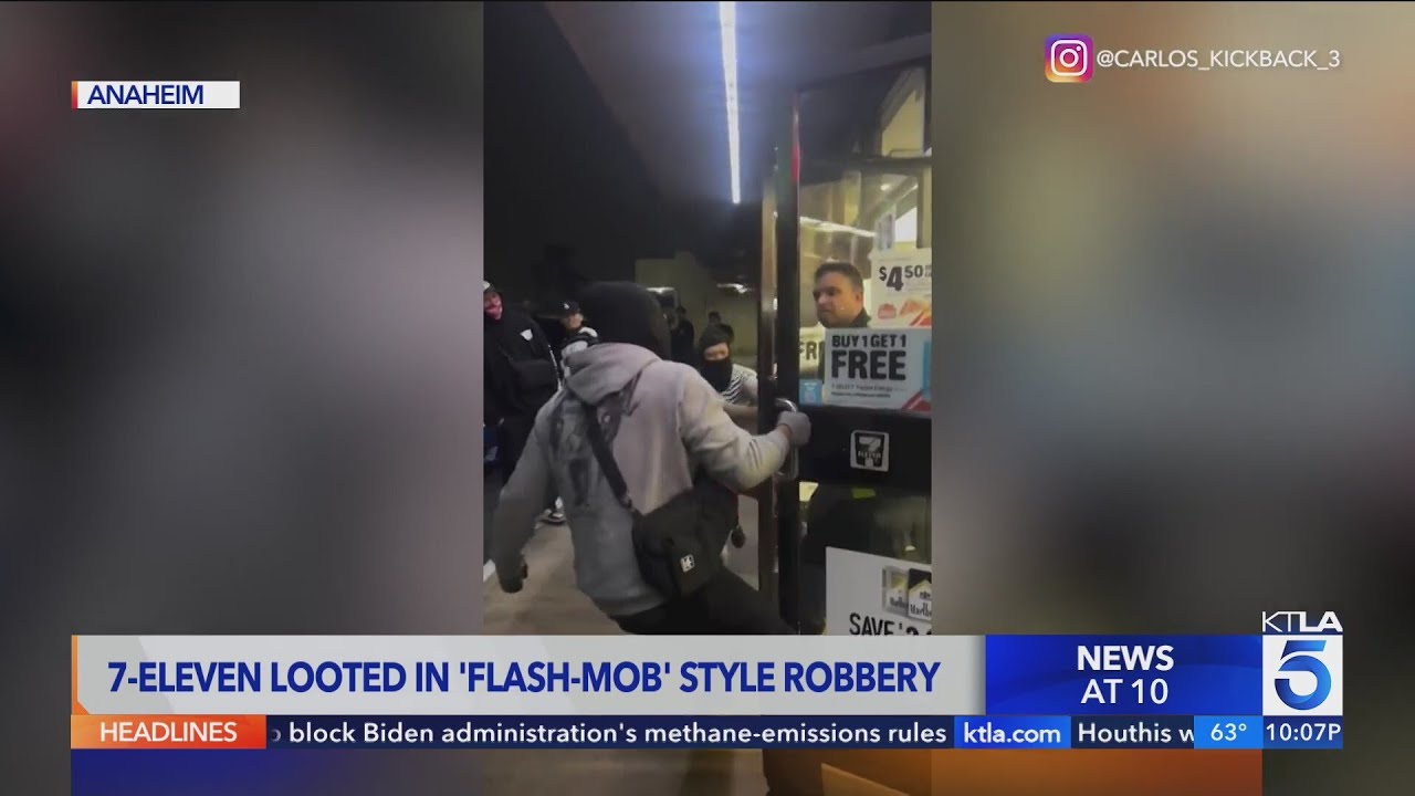7-Eleven looked in 'flash mob' style robbery in Anaheim - YouTube