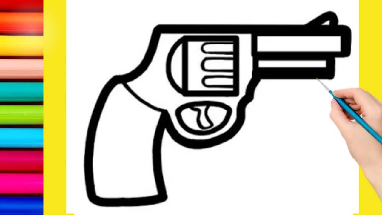 How to draw cute and easy Gun | Easy Drawing, Painting and Coloring for ...
