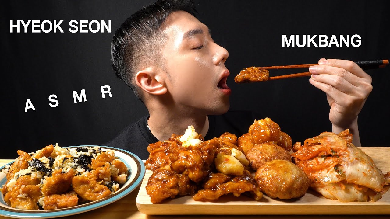 ASMR MUKBANG SPICY CHICKEN CHIBAB CHEESE BALL KIMCHI 처갓집 신메뉴 XO양념치킨 순살 ...