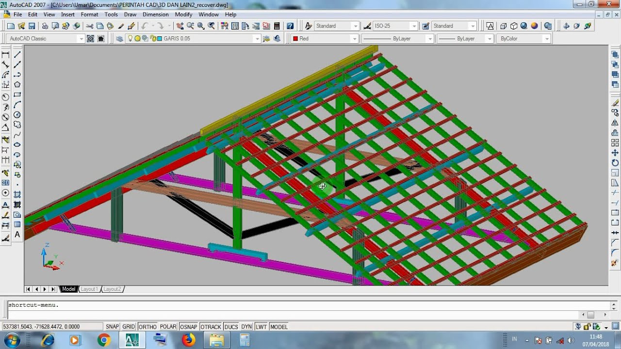 294 RANGKA KAYU ATAP PELANA AUTOCAD - YouTube
