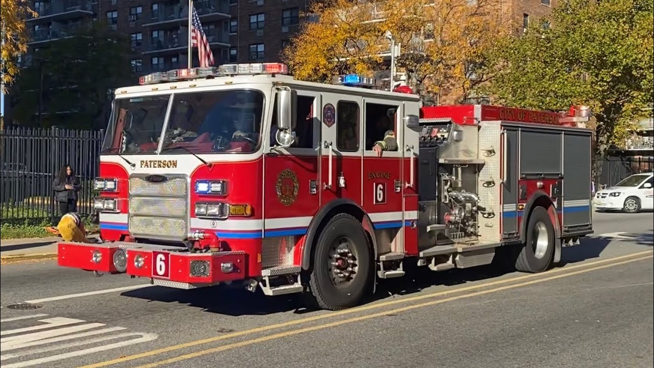 Paterson NJ Fire Dept Engine 6 responding and arriving on scene 103 ...