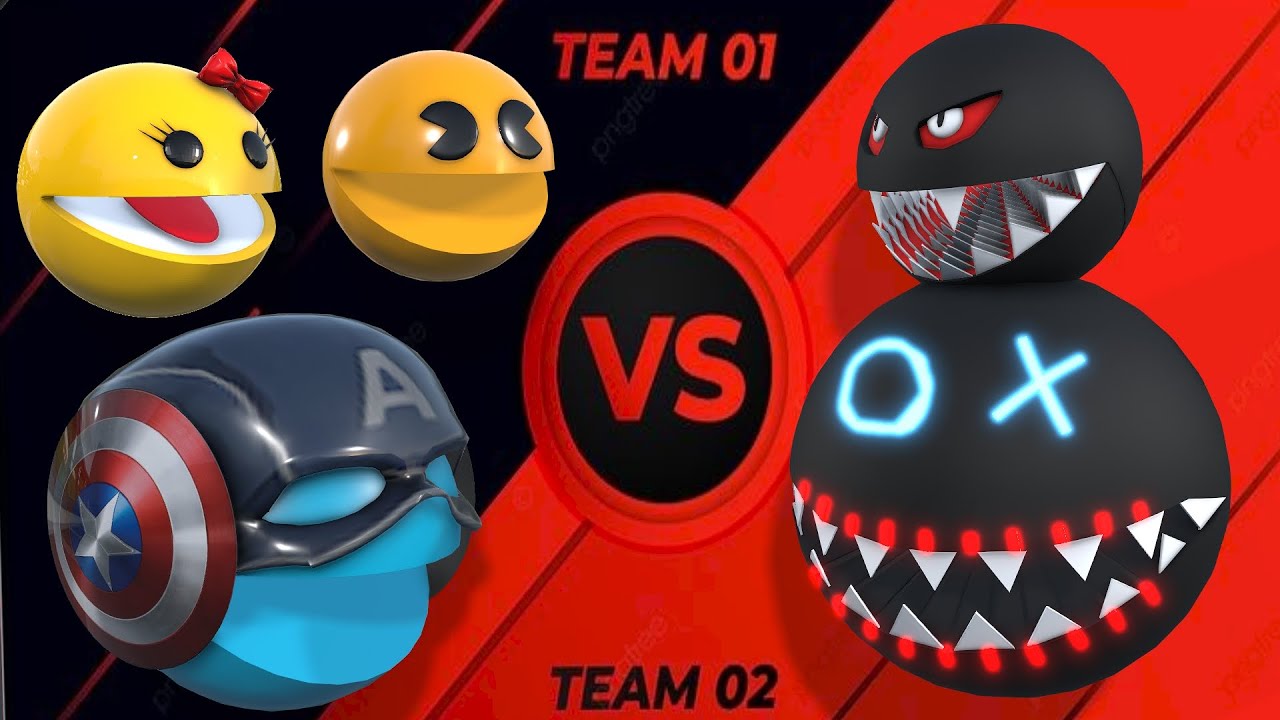 Pacman vs Monster vs Pacman Captain America Great fight - YouTube