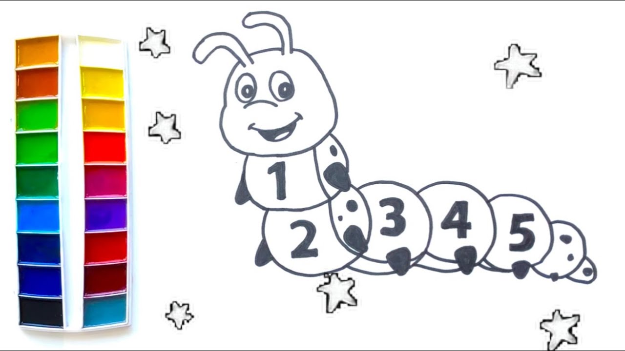 Learn Numbers And Colors | Easy Drawing For Kids 🐛 - YouTube