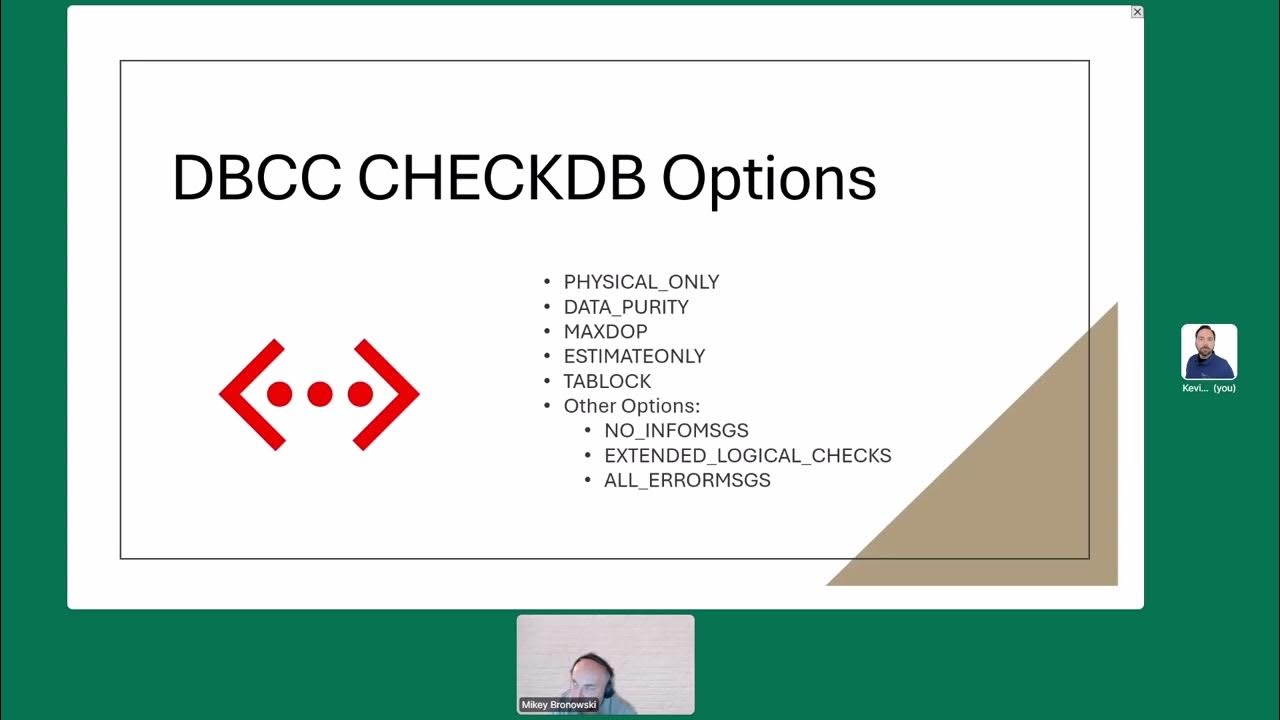 DBCC CHECKDB - The Never Ending Story by Mikey Bronowski - YouTube